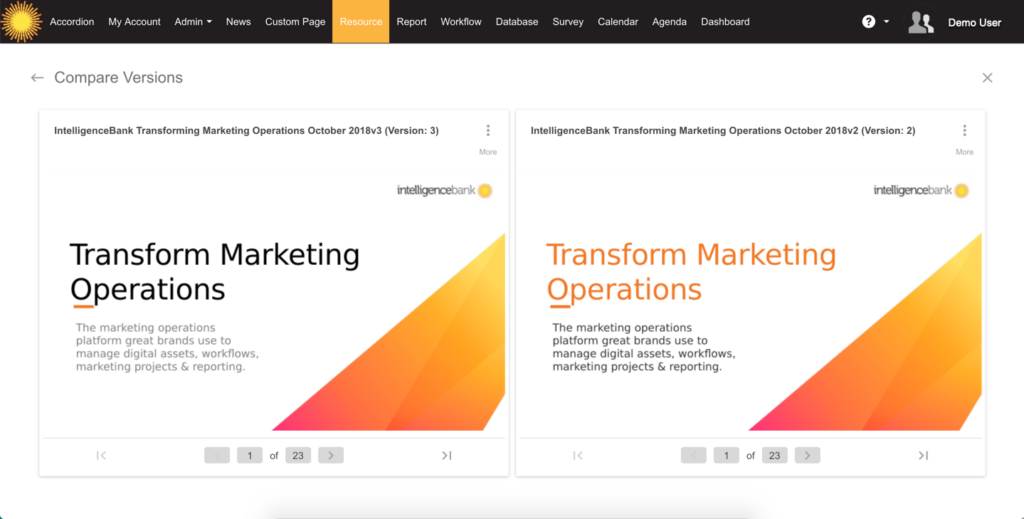 Comparing Versions Now Even Easier - IntelligenceBank