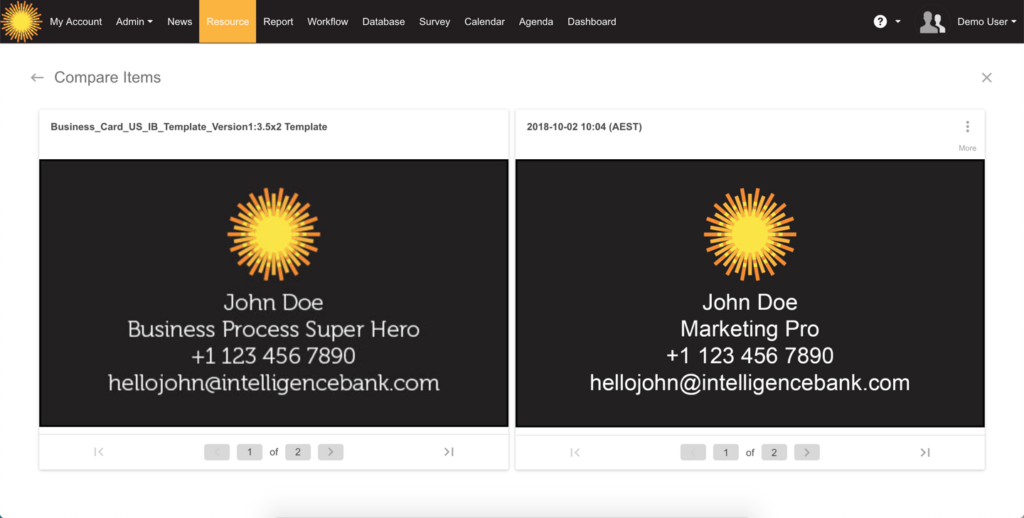 Comparing Versions Now Even Easier - IntelligenceBank